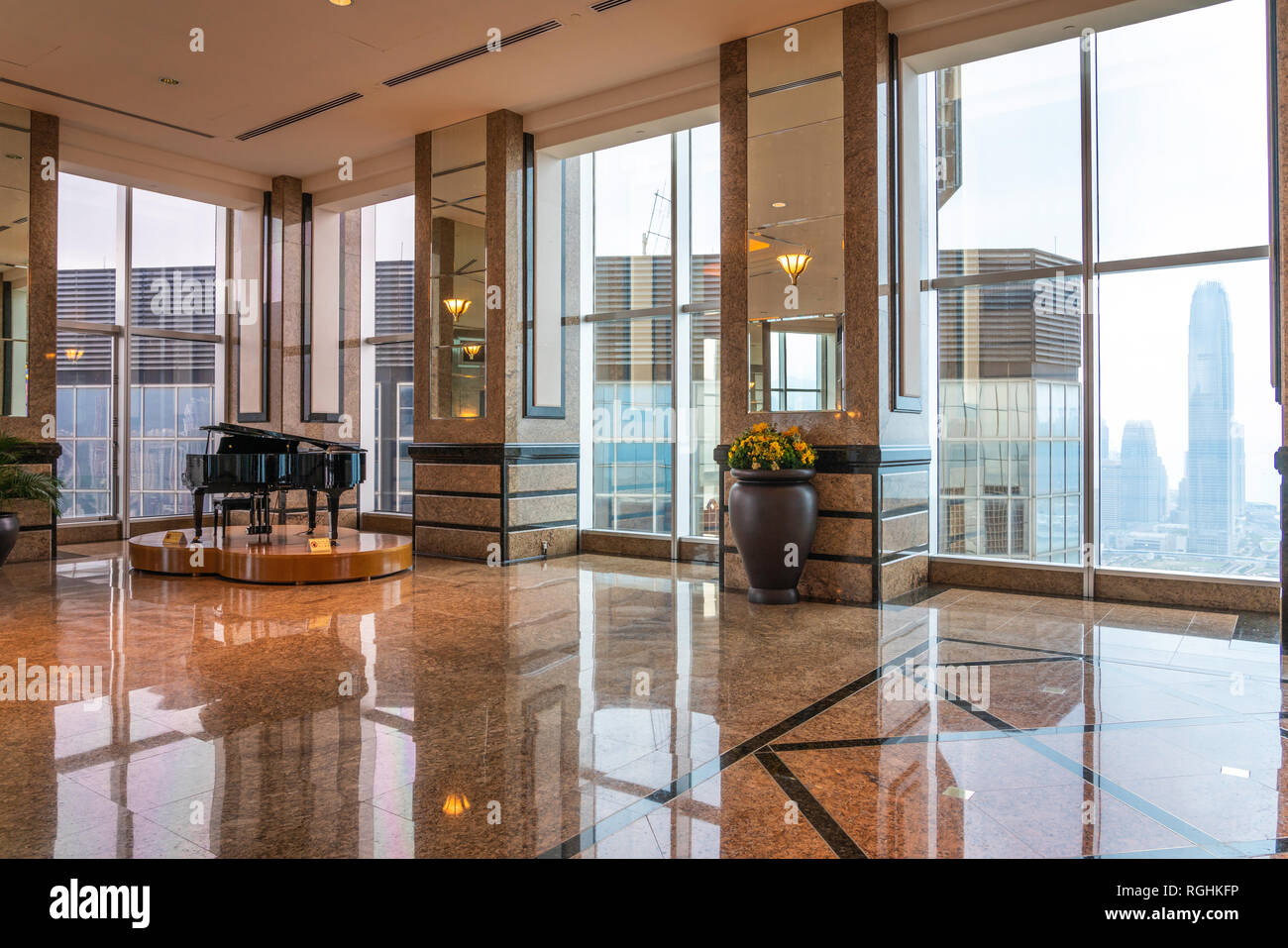 Interior architecture of the Central Plaza building in Hong Kong, China ...