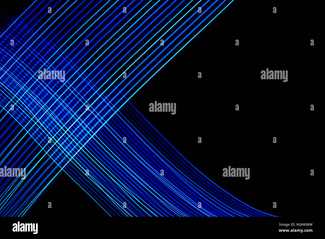 Abstract lines of blue and blue colors on black background Stock Photo ...