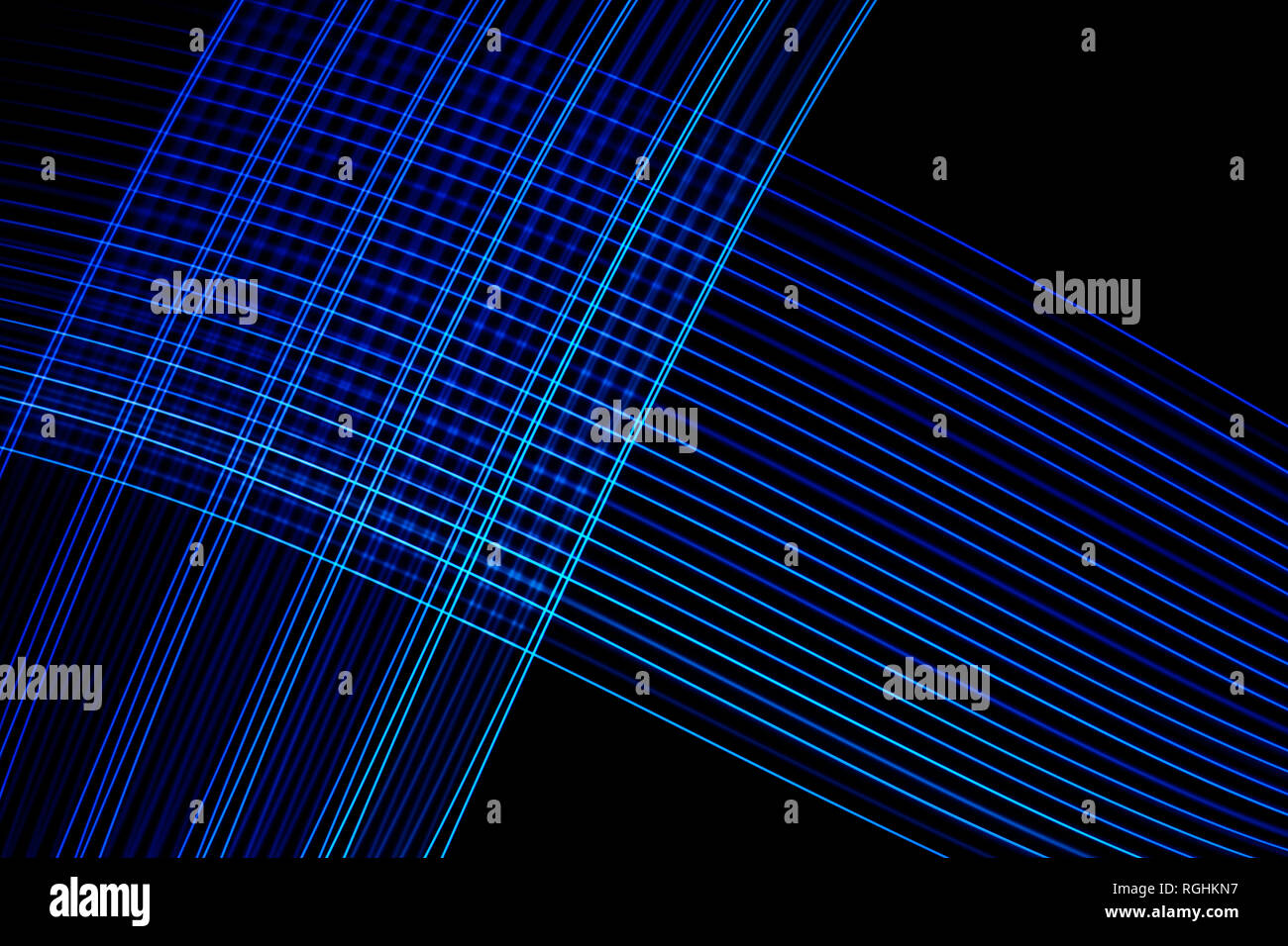 Abstract lines of blue and blue colors on black background Stock Photo ...