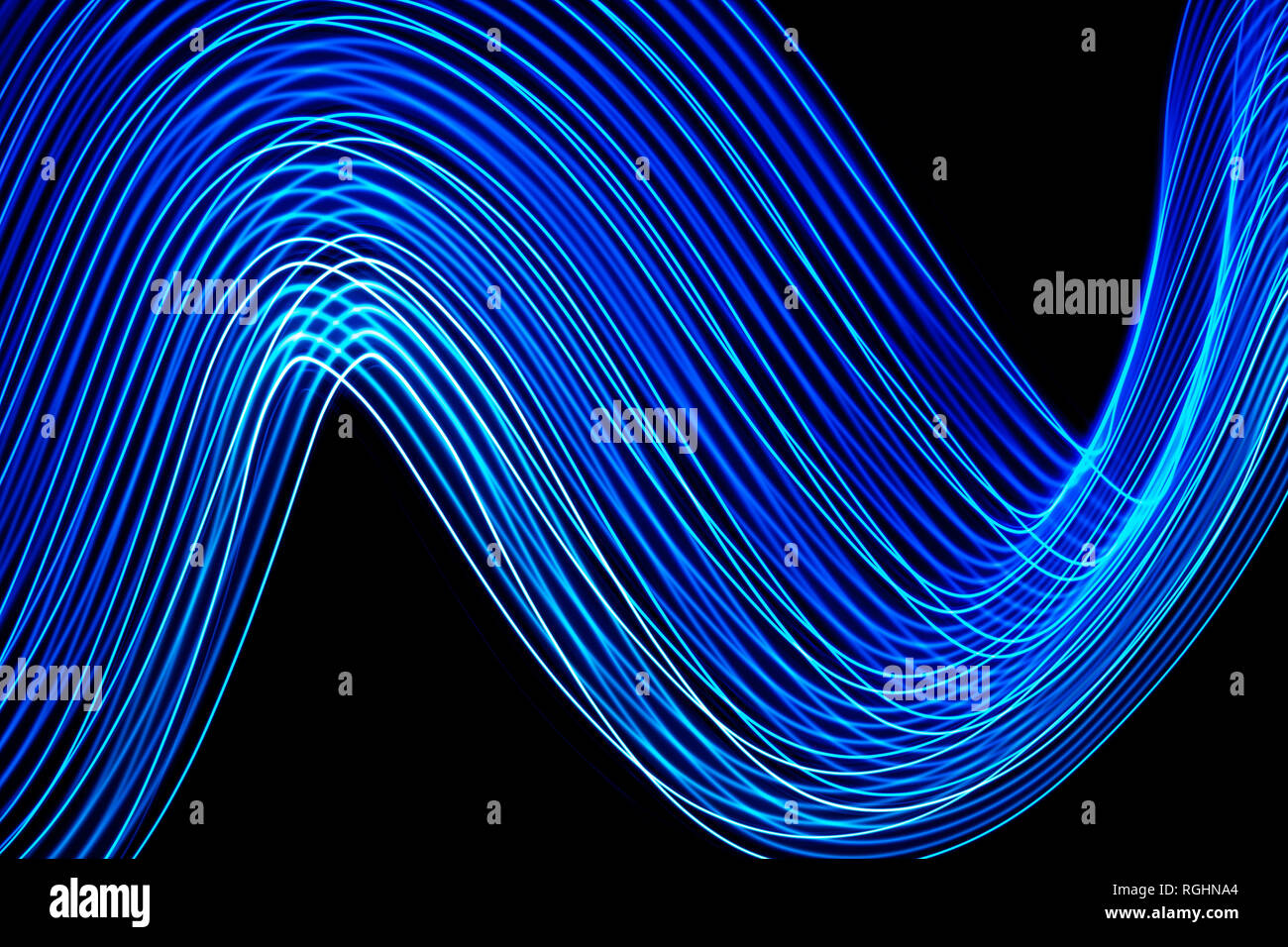 Abstract lines of blue and blue colors on black background Stock Photo ...