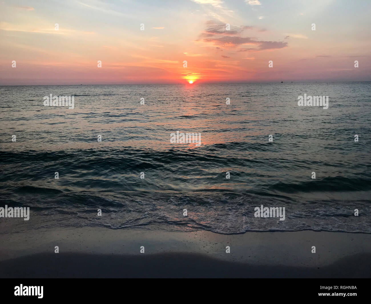 Beautiful ocean blue lagoon and palm trees of Cambodia Stock Photo - Alamy