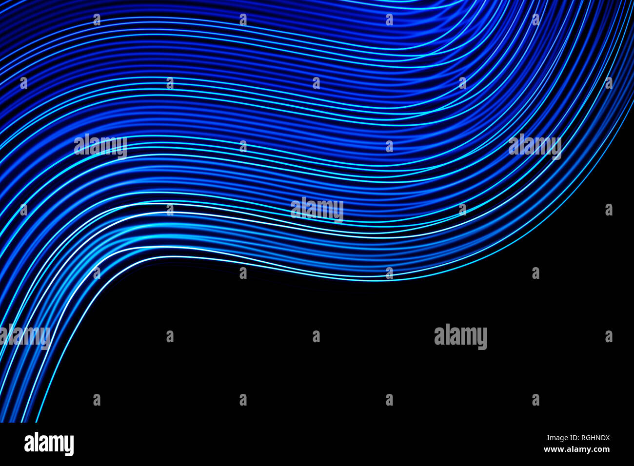 Abstract lines of blue and blue colors on black background Stock Photo ...