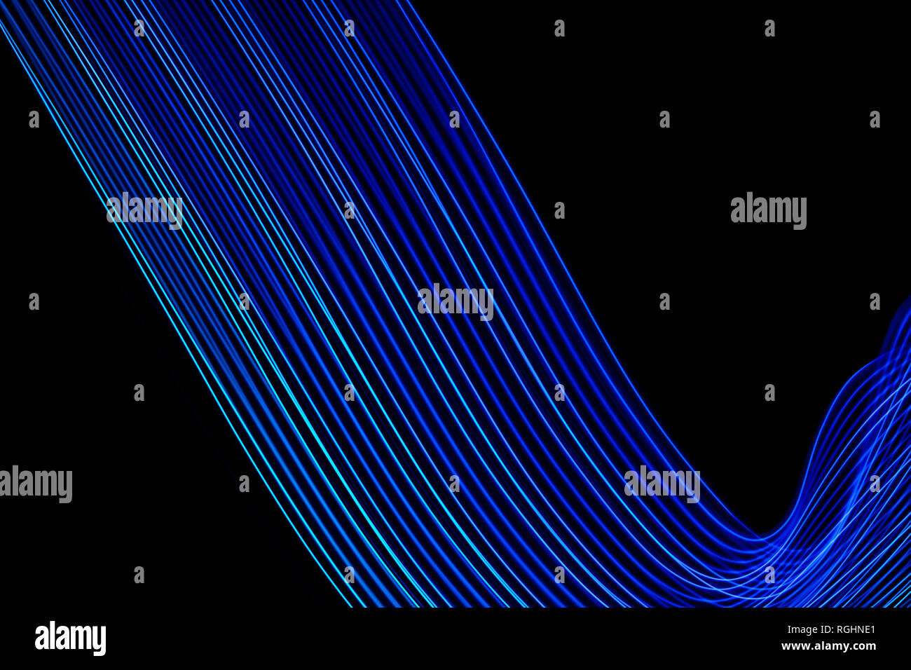 Abstract lines of blue and blue colors on black background Stock Photo ...