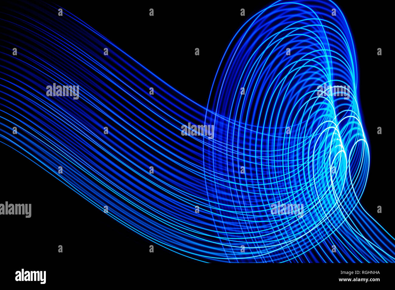 Abstract lines of blue and blue colors on black background Stock Photo ...