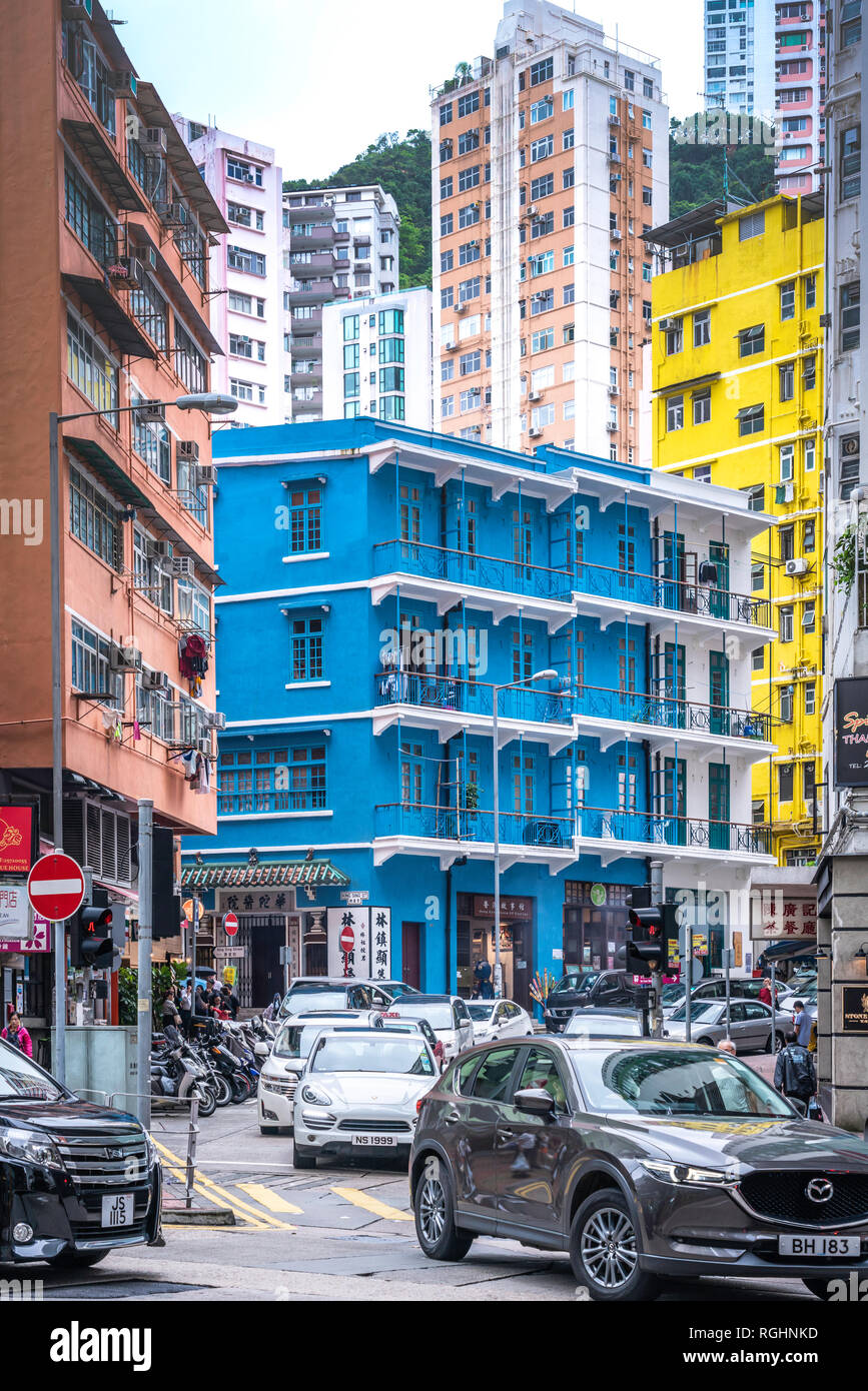 Colorful high rise apartment buildings in Hong Kong, China, Asia Stock ...