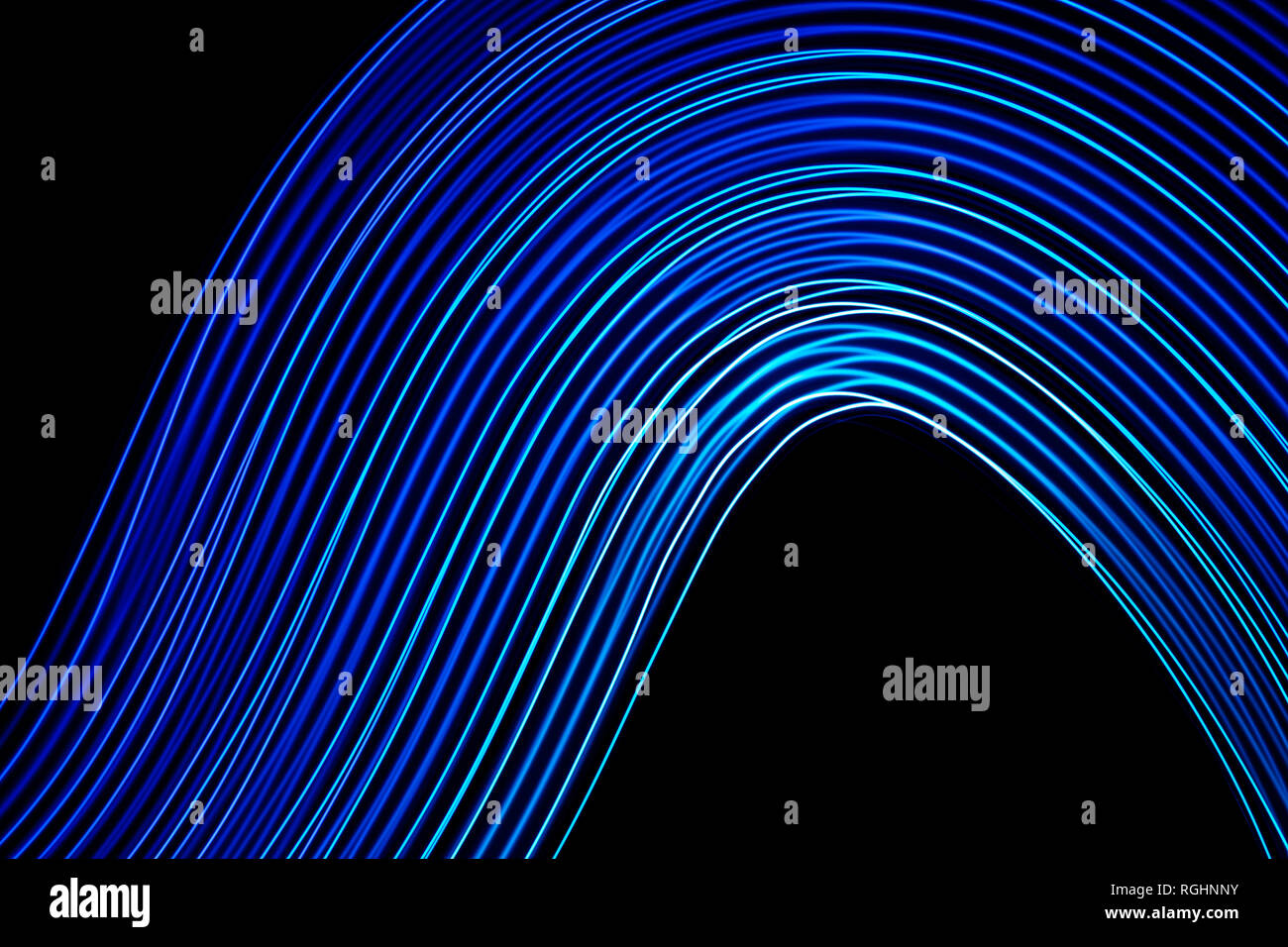 Abstract lines of blue and blue colors on black background Stock Photo ...