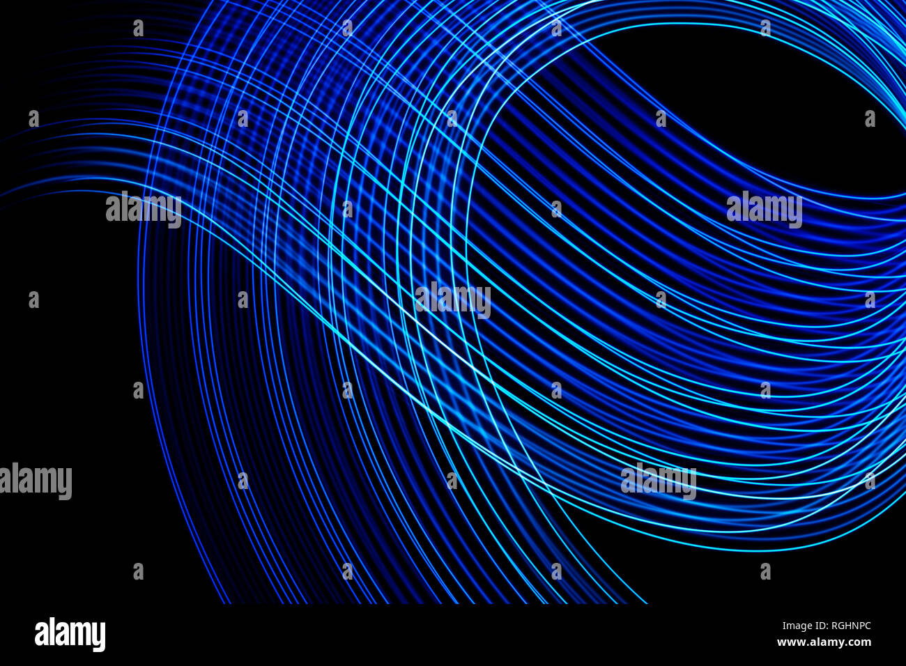 Abstract lines of blue and blue colors on black background Stock Photo ...