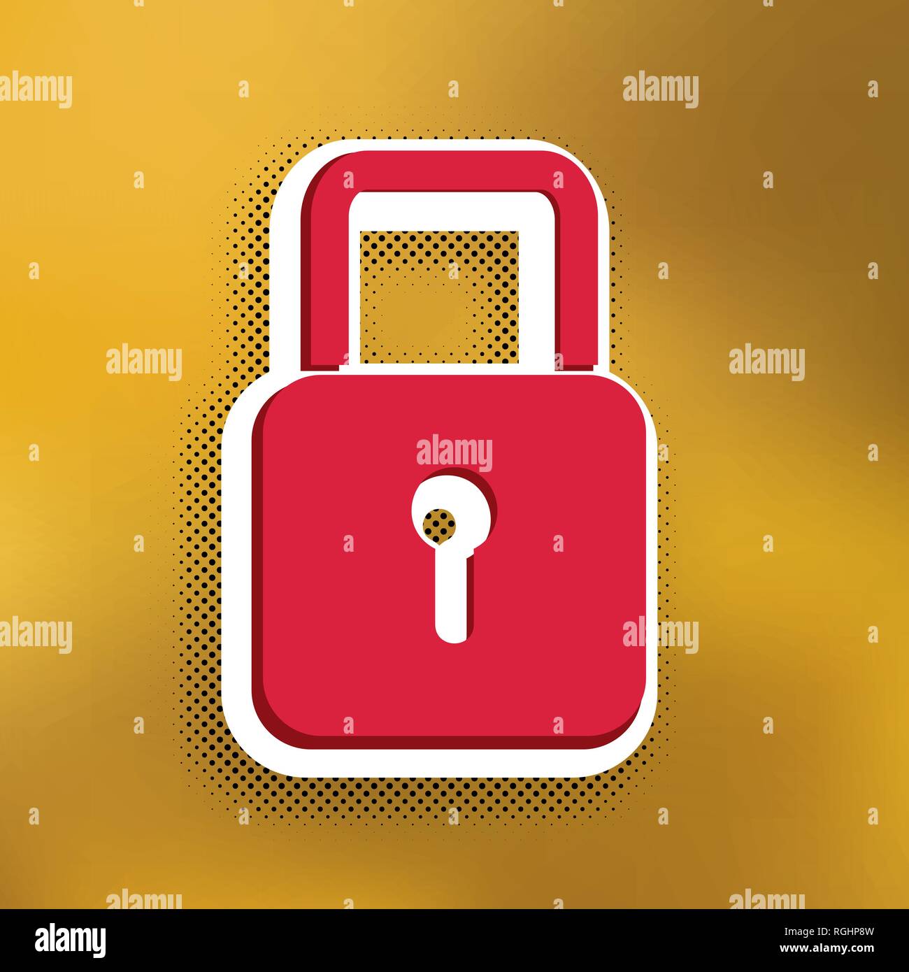 Lock sign illustration. Vector. Magenta icon with darker shadow, white ...