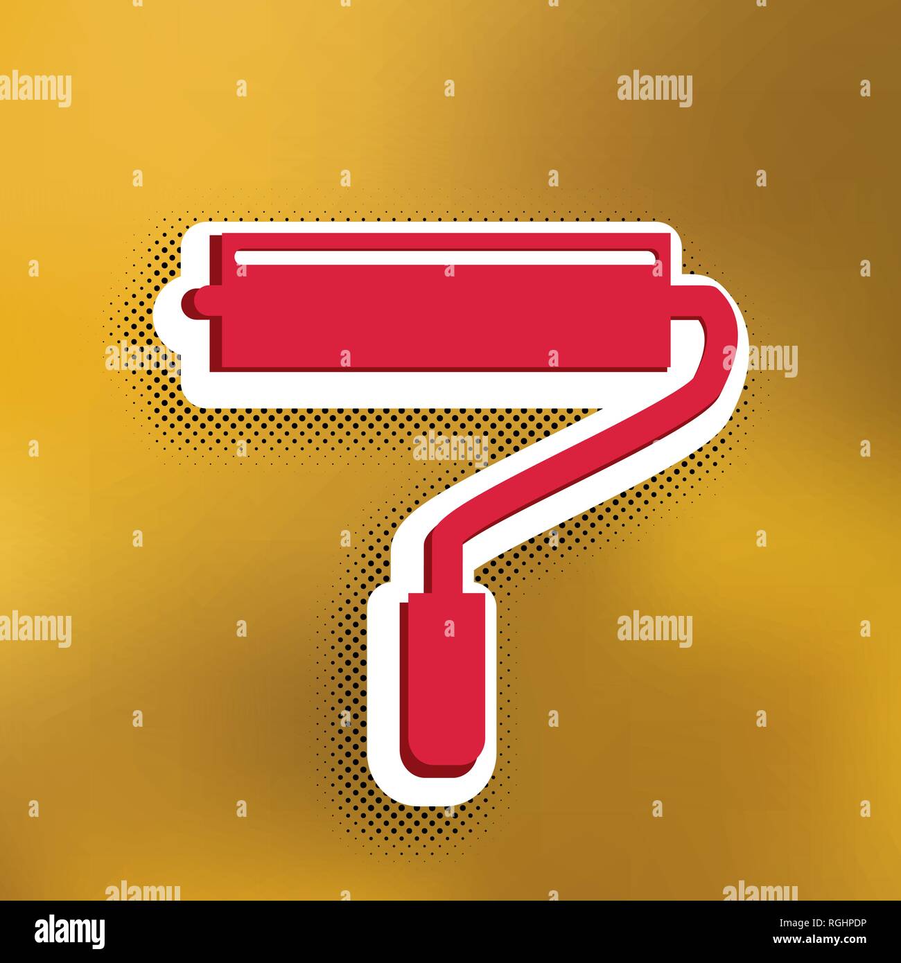 Roller sign illustration. Vector. Magenta icon with darker shadow ...