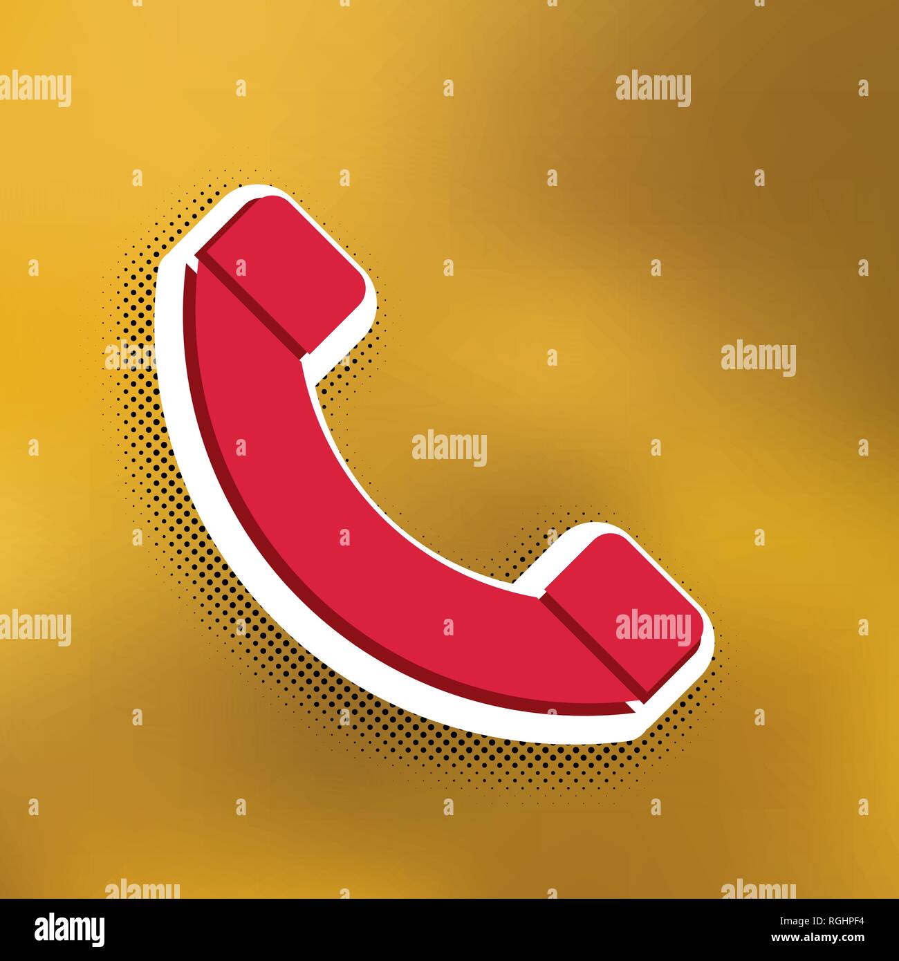 Phone sign illustration. Vector. Magenta icon with darker shadow, white ...