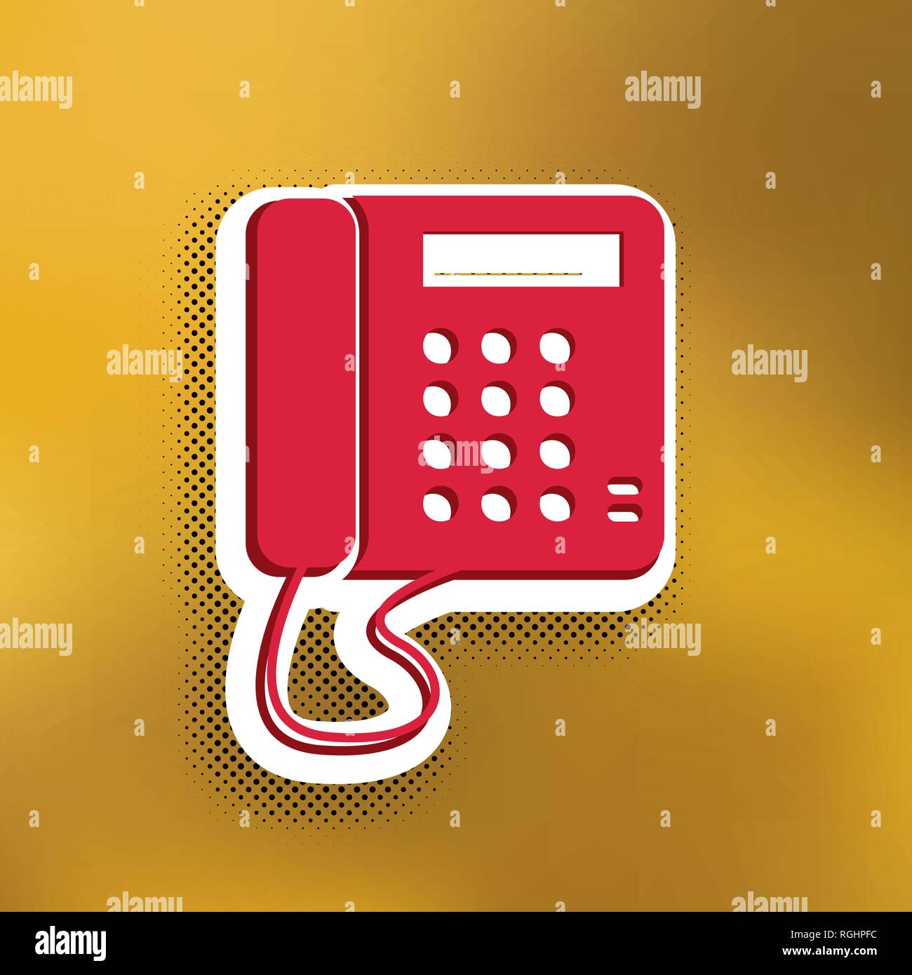 Communication or phone sign. Vector. Magenta icon with darker shadow ...