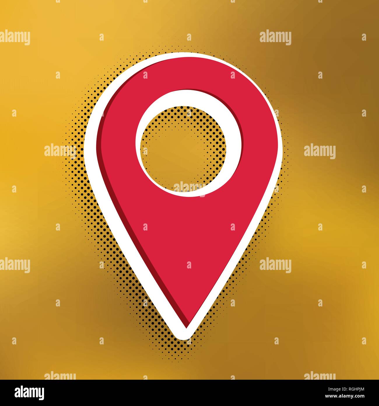 Mark pointer sign. Vector. Magenta icon with darker shadow, white ...