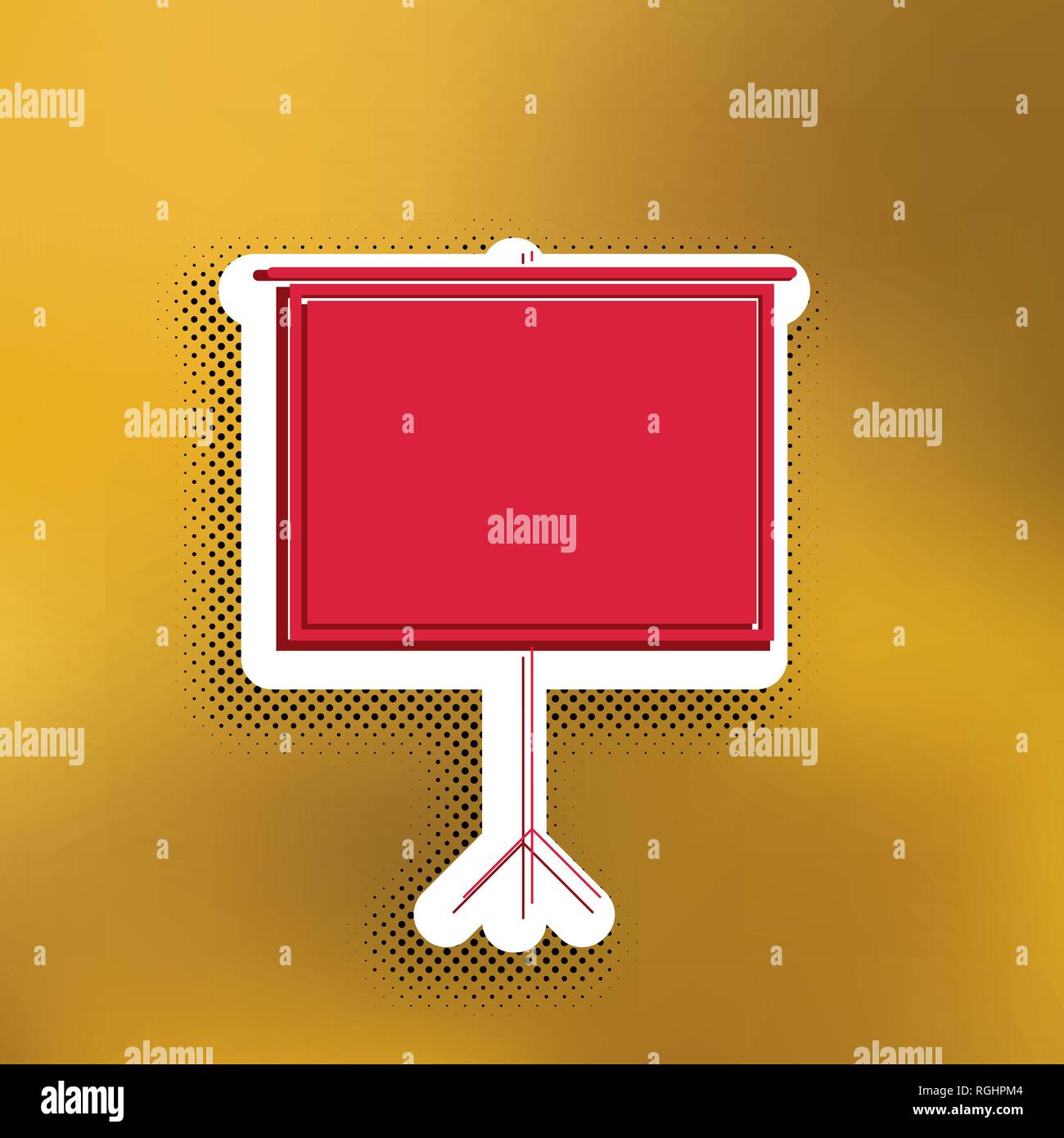 Blank Projection screen. Vector. Magenta icon with darker shadow, white ...