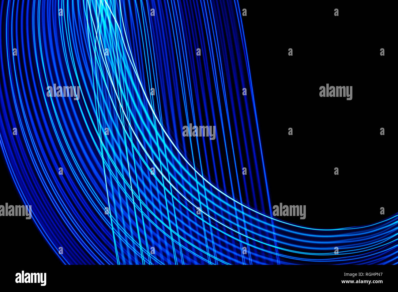 Abstract lines of blue and blue colors on black background Stock Photo ...
