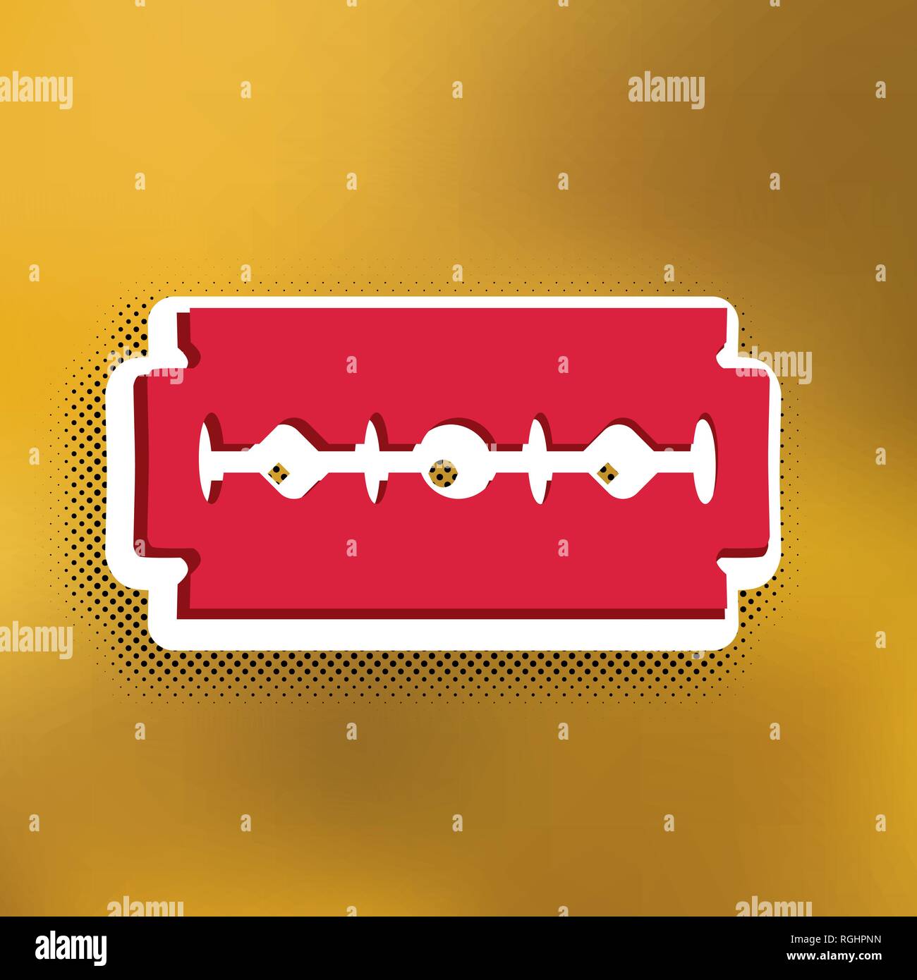 Razor blade sign. Vector. Magenta icon with darker shadow, white ...