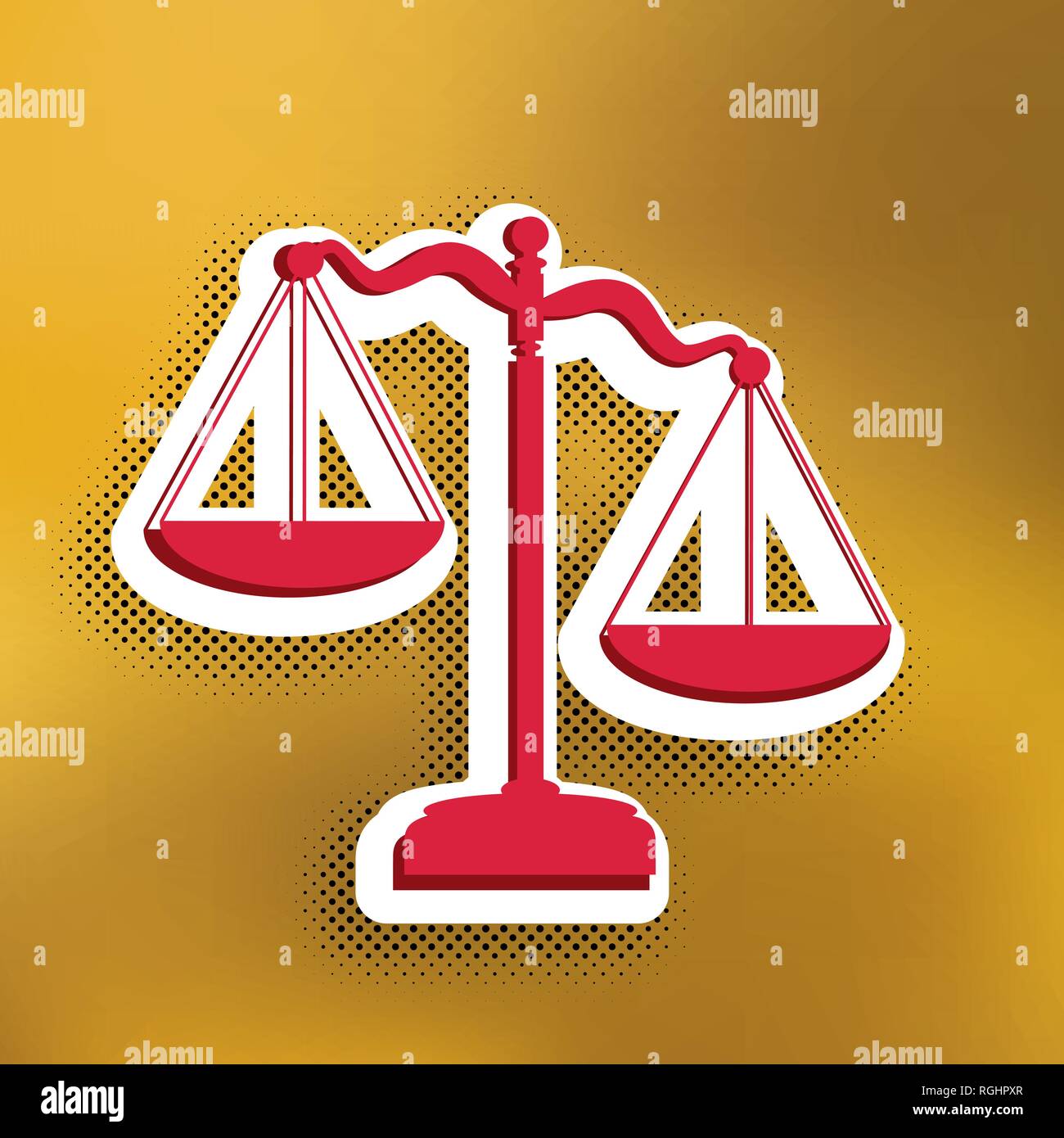 Scales of Justice sign. Vector. Magenta icon with darker shadow, white ...