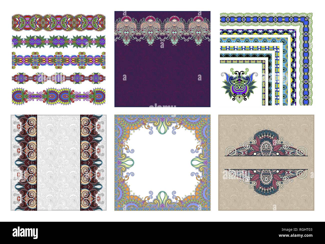 set of floral decorative background, template frame Stock Vector Image ...