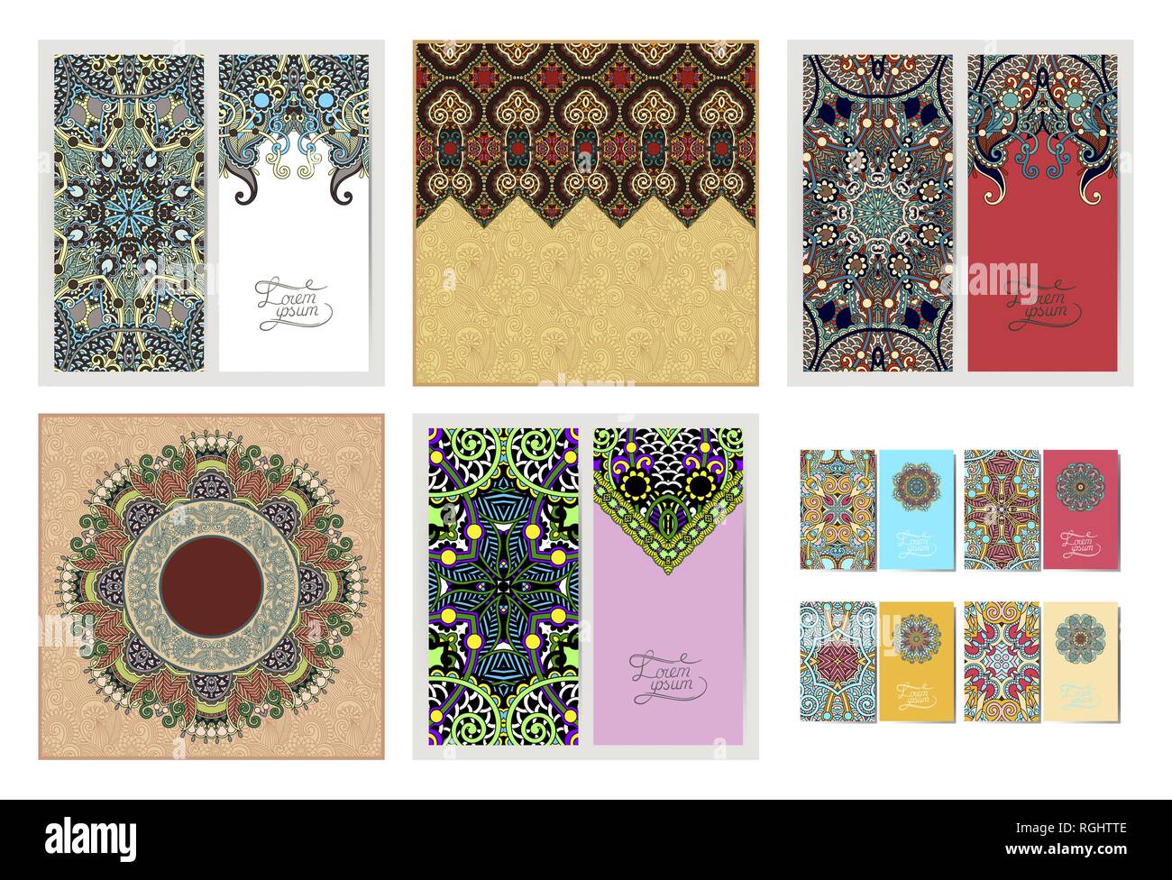 set of floral decorative background, template frame design for card ...