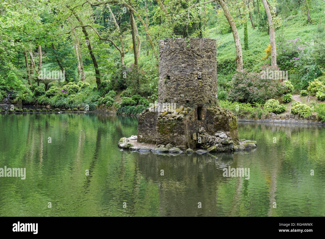The Pena Park surrounding the Pena Palace in Sintra, Portugal Stock ...