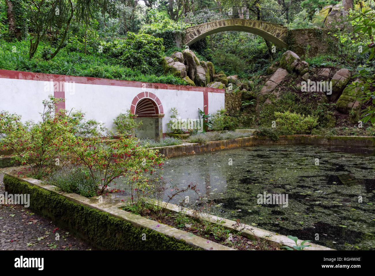 The Pena Park surrounding the Pena Palace in Sintra, Portugal Stock ...