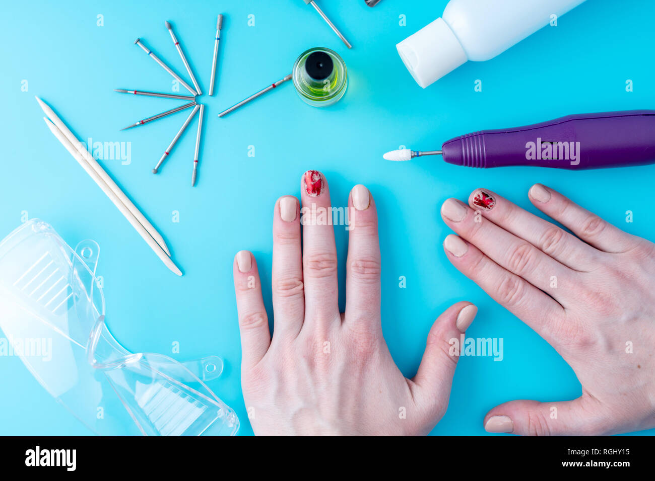 Tools for professional hardware manicure and women's hands with ...