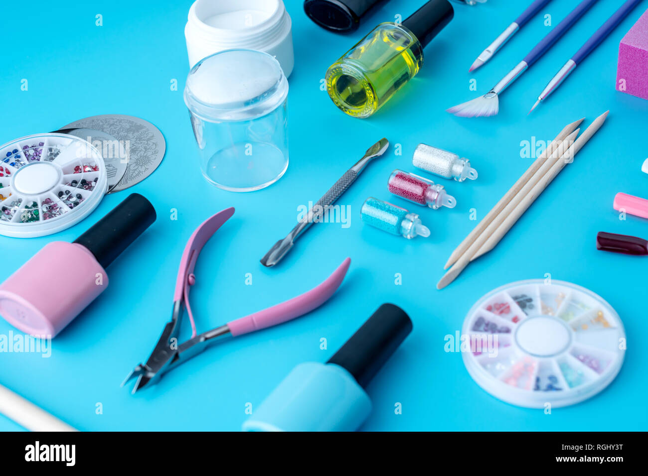 A set of cosmetic tools for professional manicure, nail care and to ...