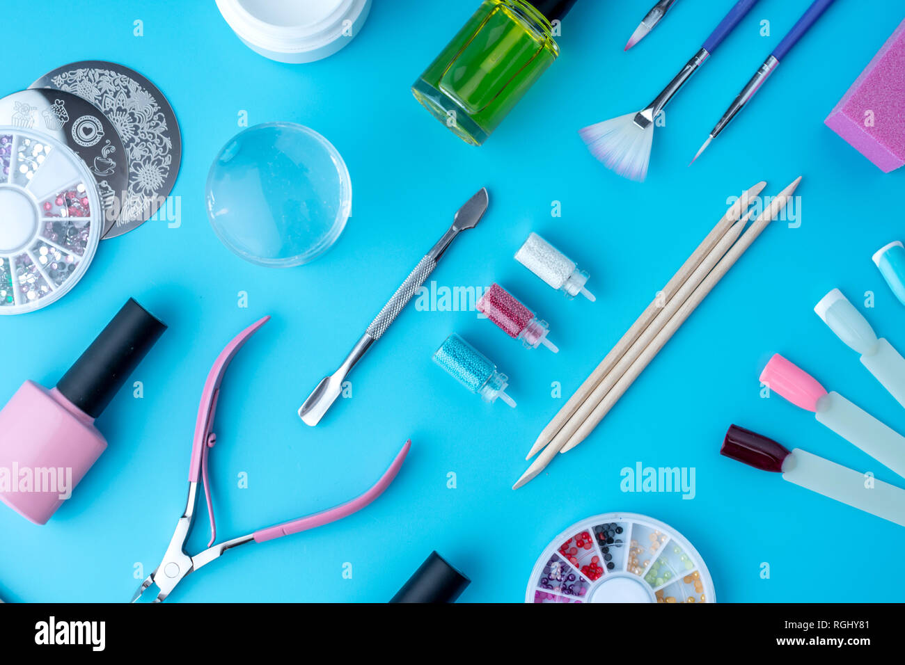 A set of cosmetic tools for professional manicure, nail care and to ...