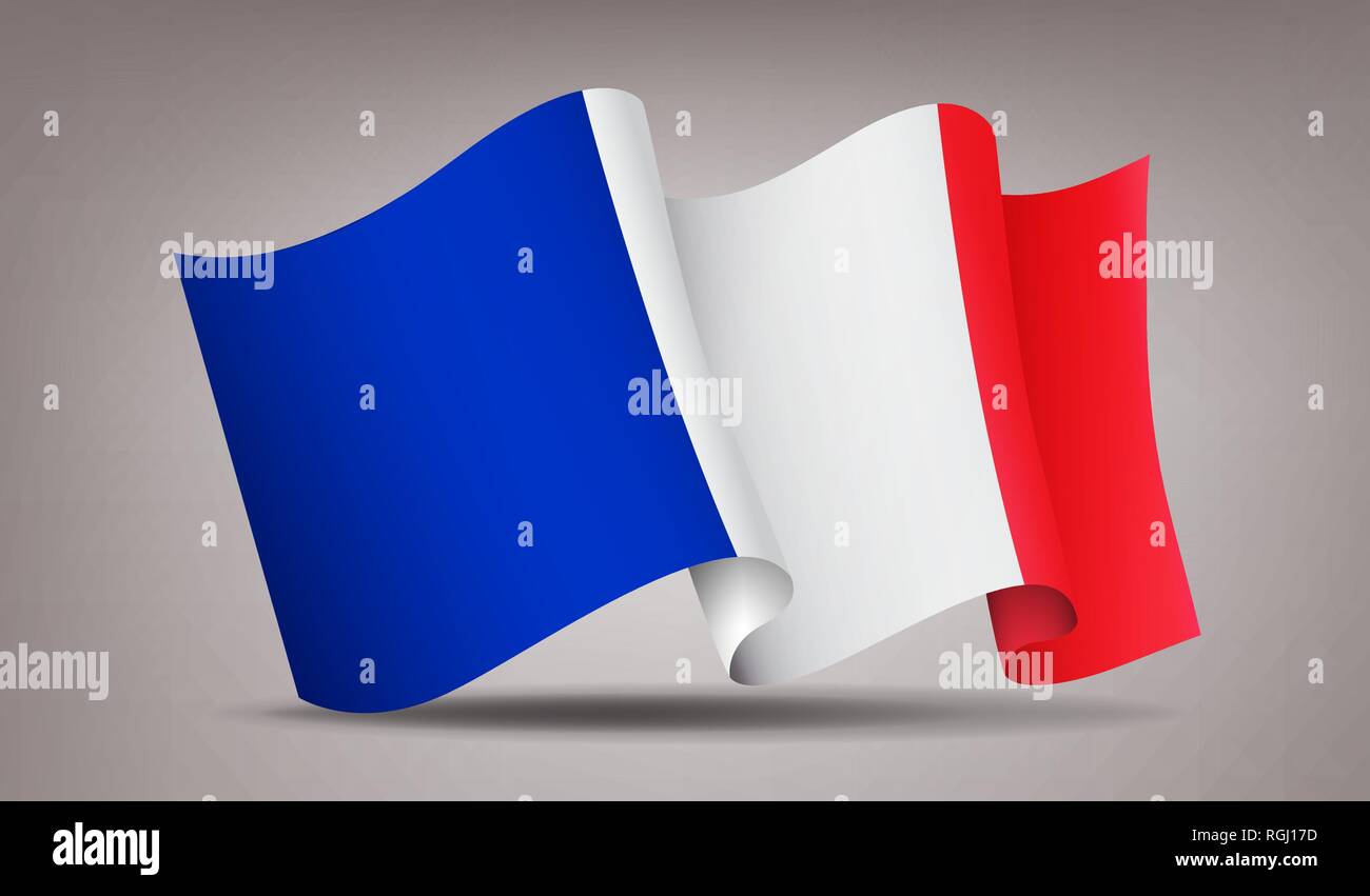 Drawing Of Waving French Flag Waving Flag. Illustration Of Flag Of