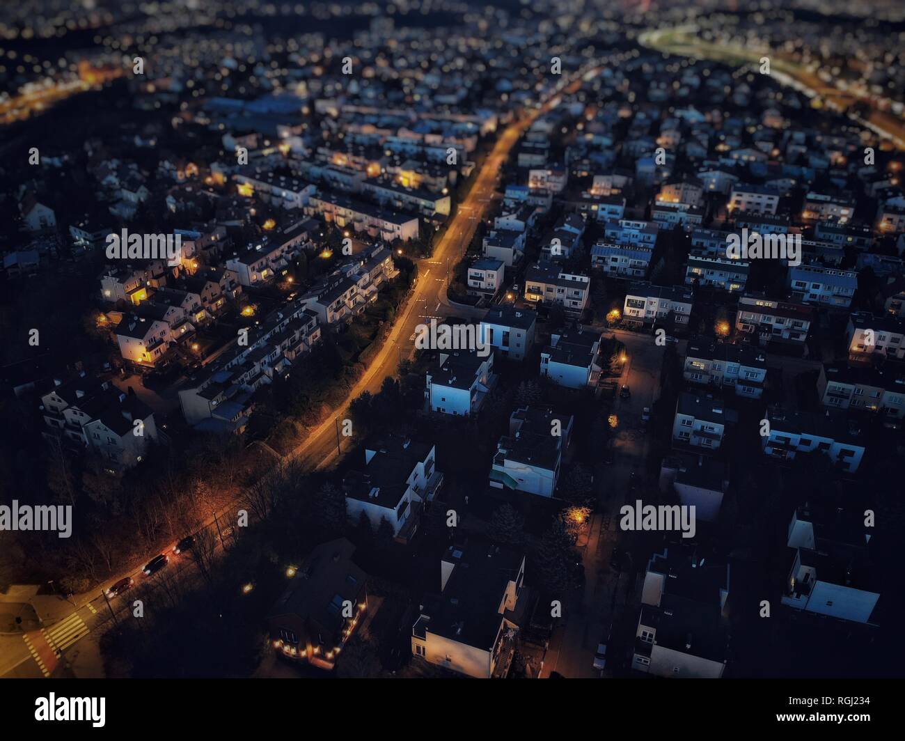 Top view night picture of Gdansk Poland Stock Photo - Alamy