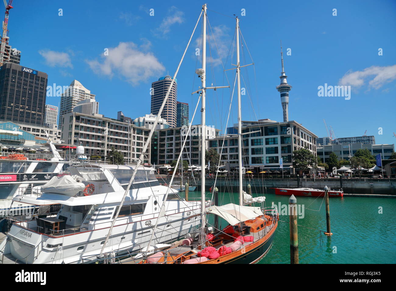 View of Auckland harbour and its skyline, New Zealand Stock Photo - Alamy