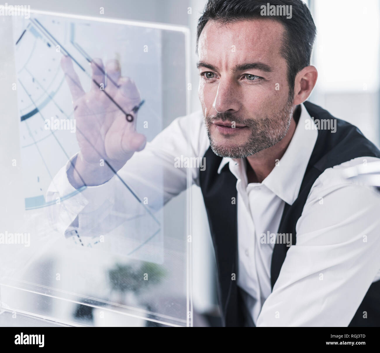Using futuristic computer transperant screen hi-res stock photography ...
