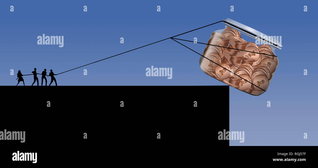 Having onto your savings, not spending it, is illustrated with a group ...
