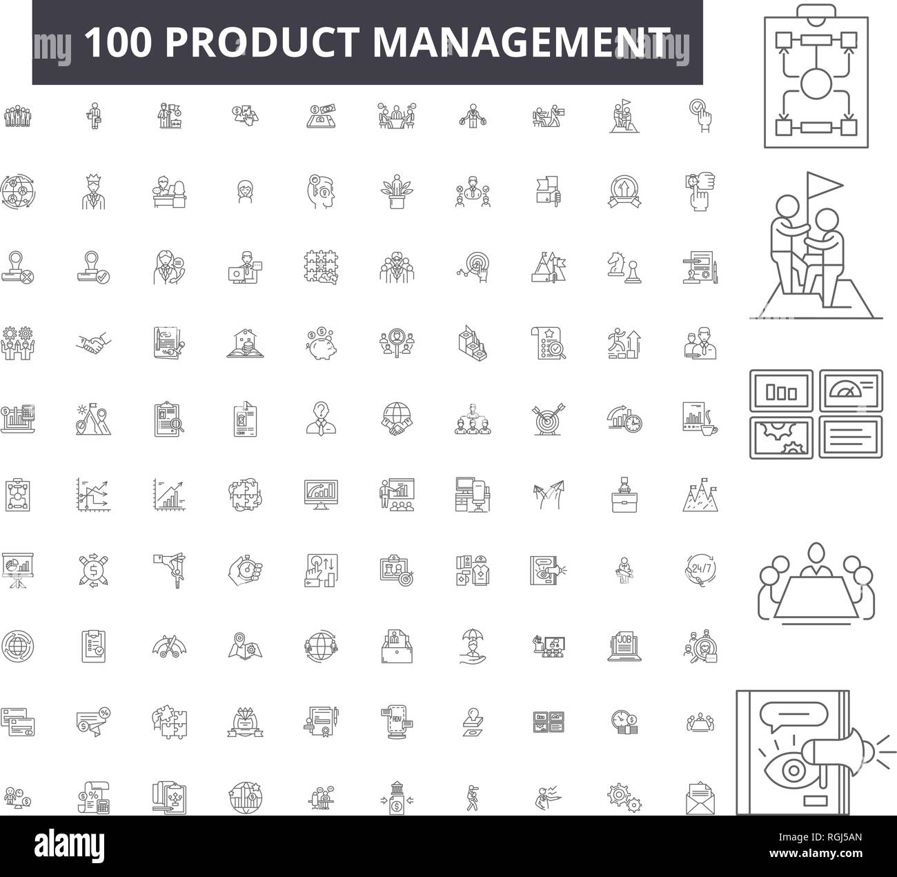 Product management editable line icons, 100 vector set, collection ...