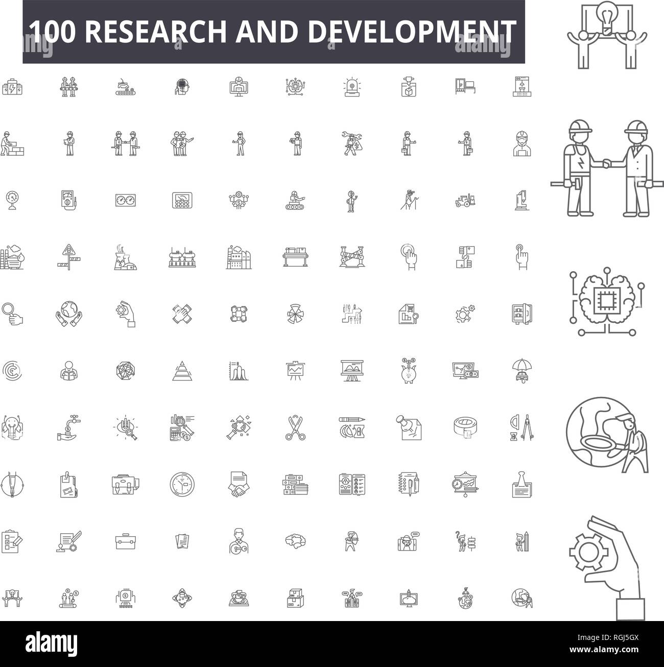 Research and development editable line icons, 100 vector set ...