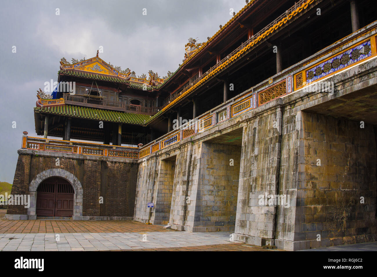 Noon Gate, one of the entrances to the Imperial City in Hue, Vietnam ...