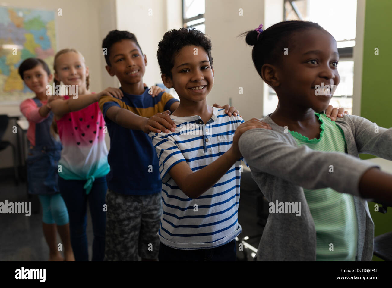 Children Standing In A Row