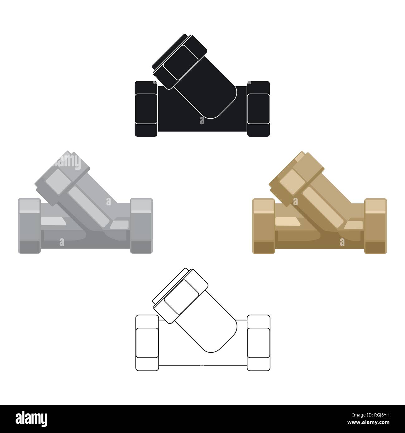 Tee plumbing fitting icon in cartoon design isolated on white ...