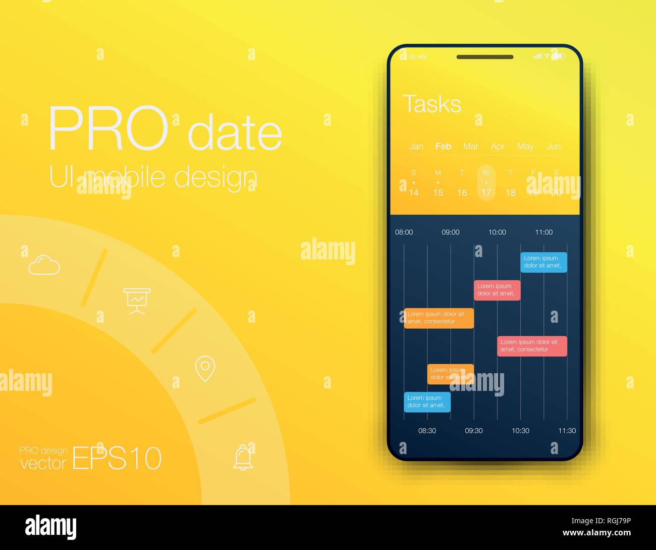 User interface with infographics with charts and graphs in flat design ...