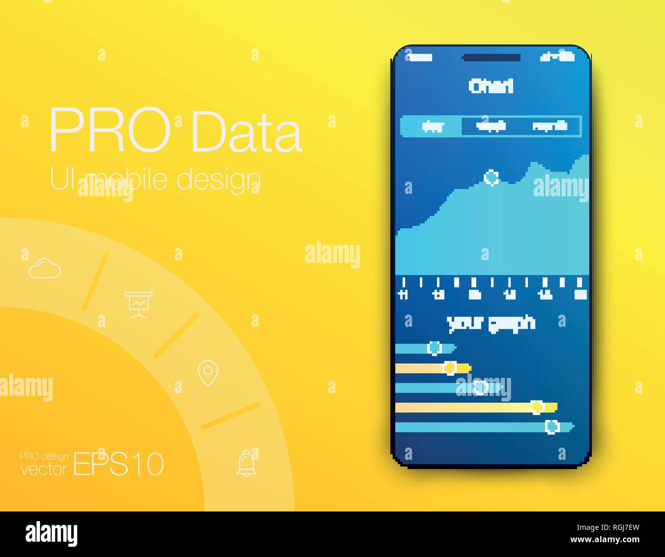 User interface with infographics with charts and graphs in flat design ...