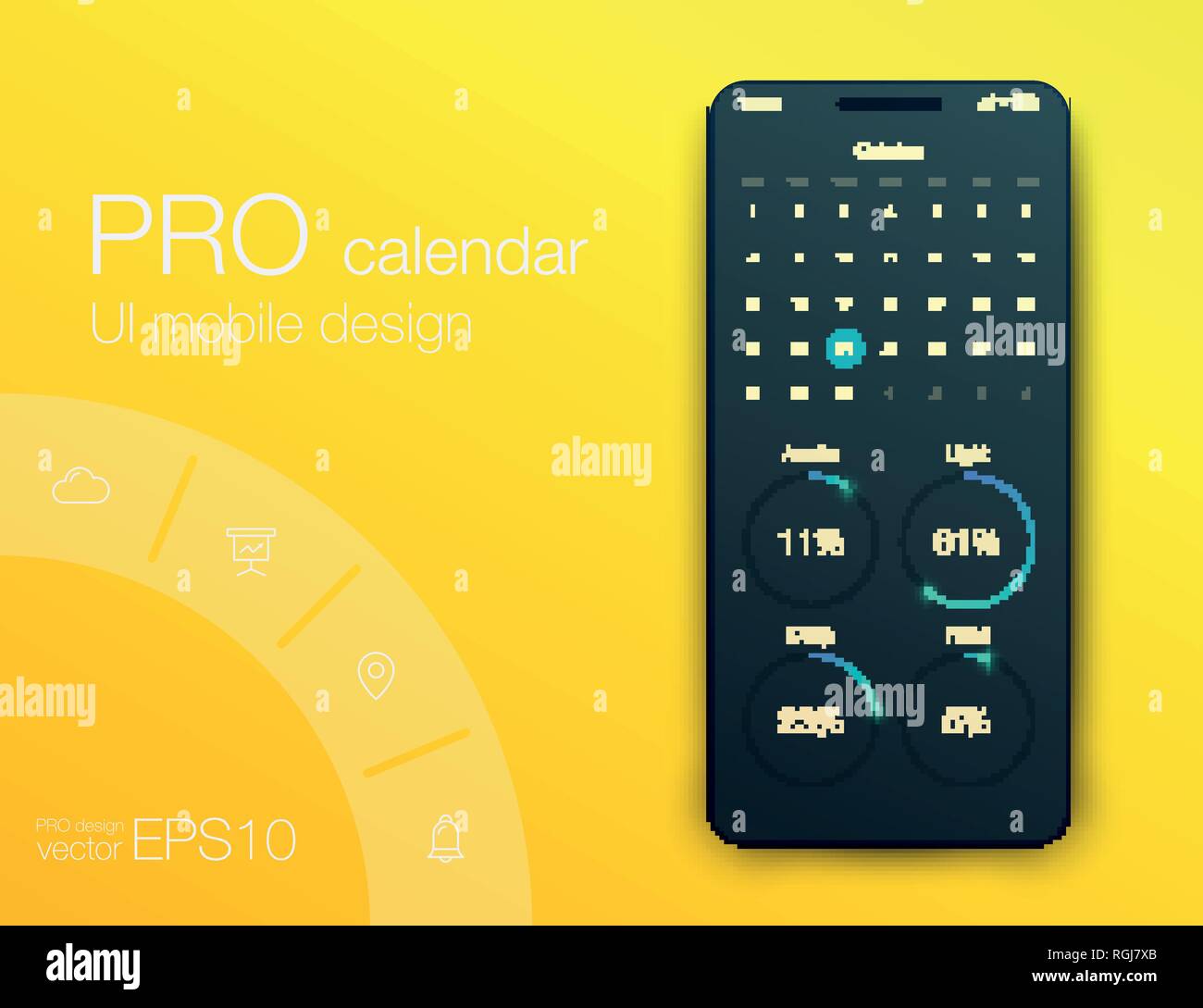 User interface with infographics with charts and graphs in flat design ...