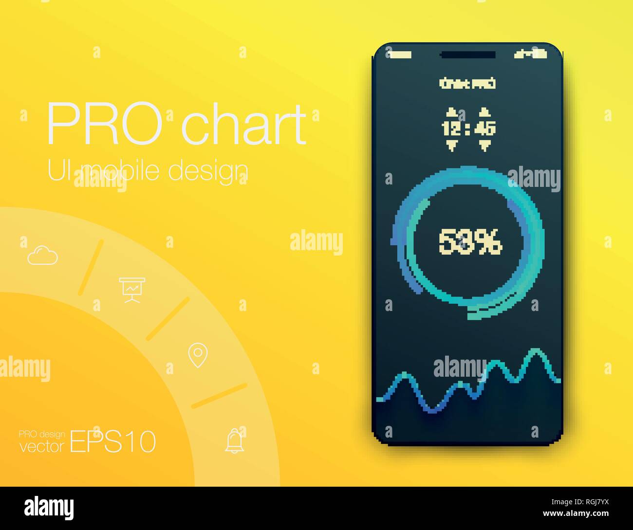 User interface with infographics with charts and graphs in flat design ...