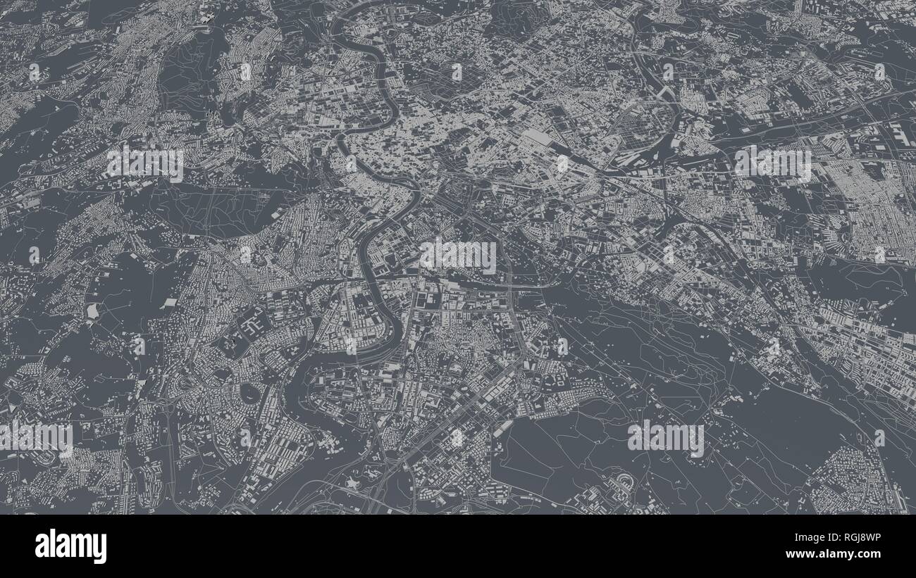 Map of Rome, 3d buildings, sateliite view. Italy. Streets and way of ...