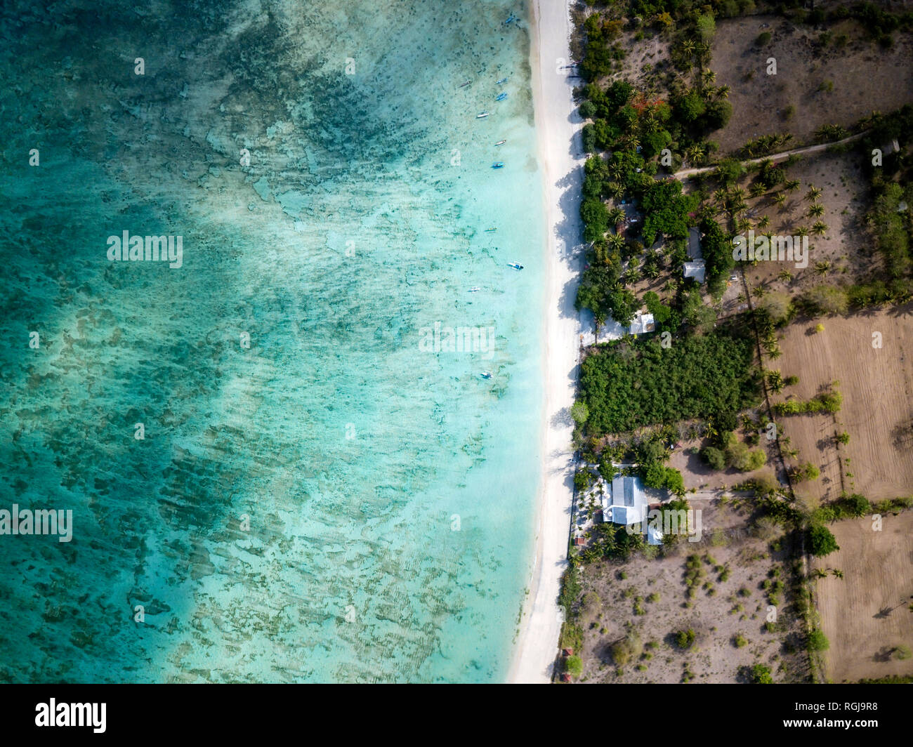 Indonesia, Sumbawa, West Sumbawa, Aerial view of Jelengah beach Stock ...