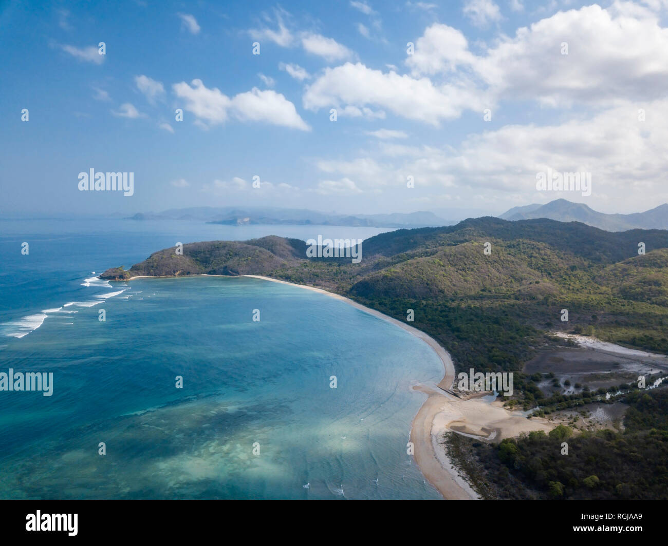 Indonesia, Sumbawa, West Sumbawa, Aerial view of Jelengah beach Stock ...