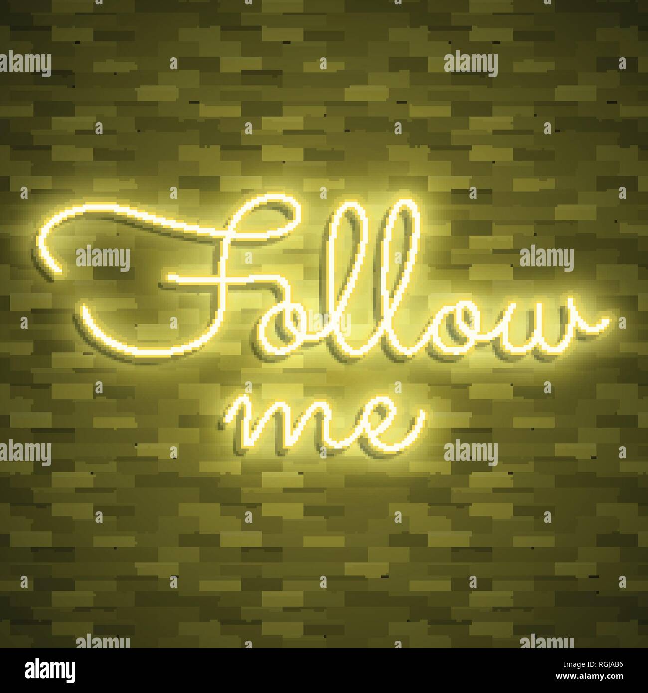 Neon light lettering, Stock vector. Follow me Stock Vector Image & Art ...