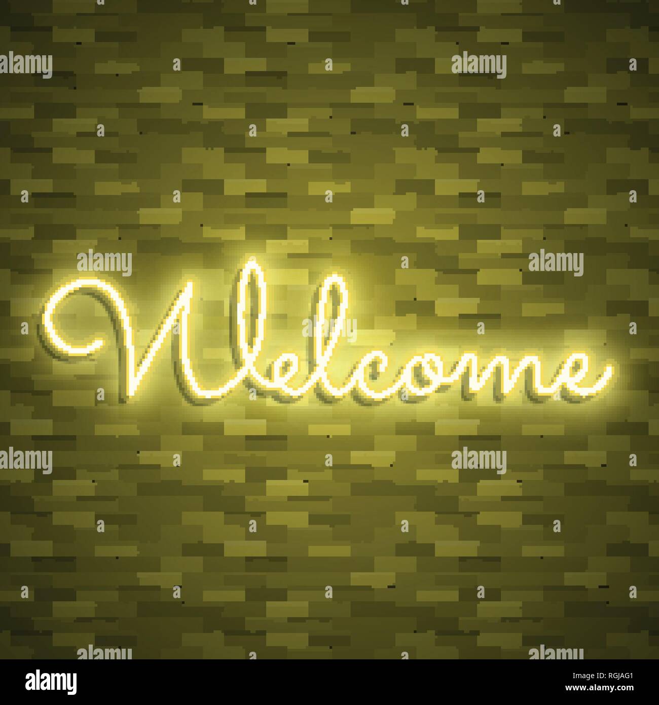 Neon light lettering, Stock vector. Welcome lettering Stock Vector ...