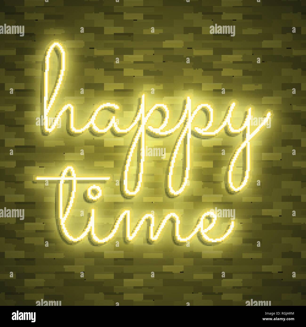 Neon light lettering, Stock vector. Happy time Stock Vector Image & Art ...