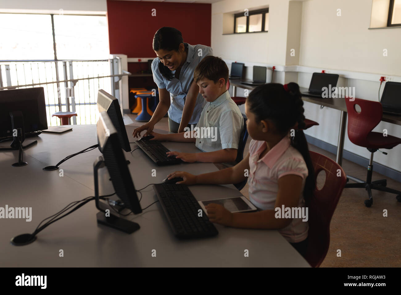 Studying library group boys not girls hi-res stock photography and ...