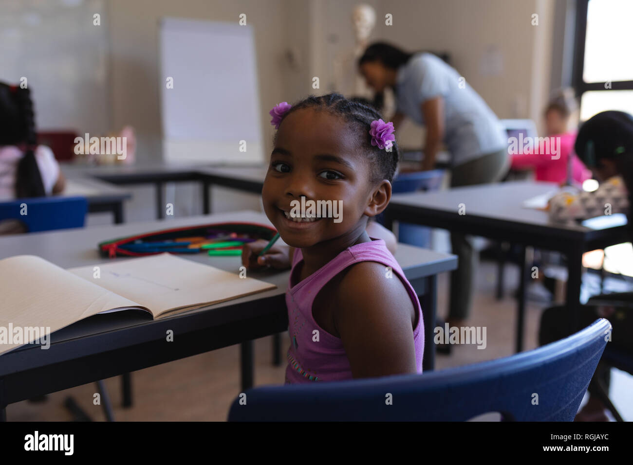 Rear view preteen girl in hi-res stock photography and images - Alamy