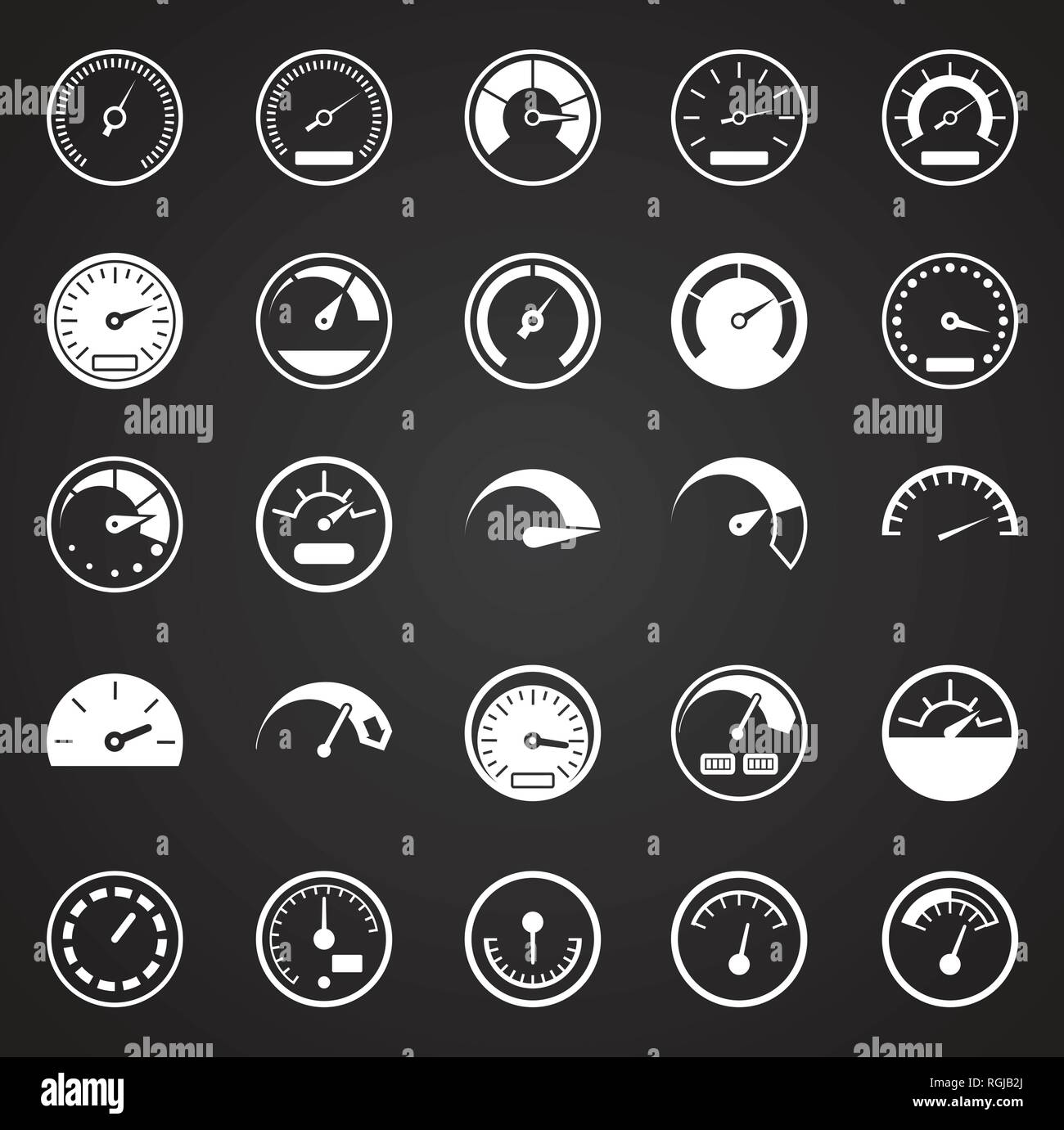 Analog gauge meter on black background for graphic and web design ...